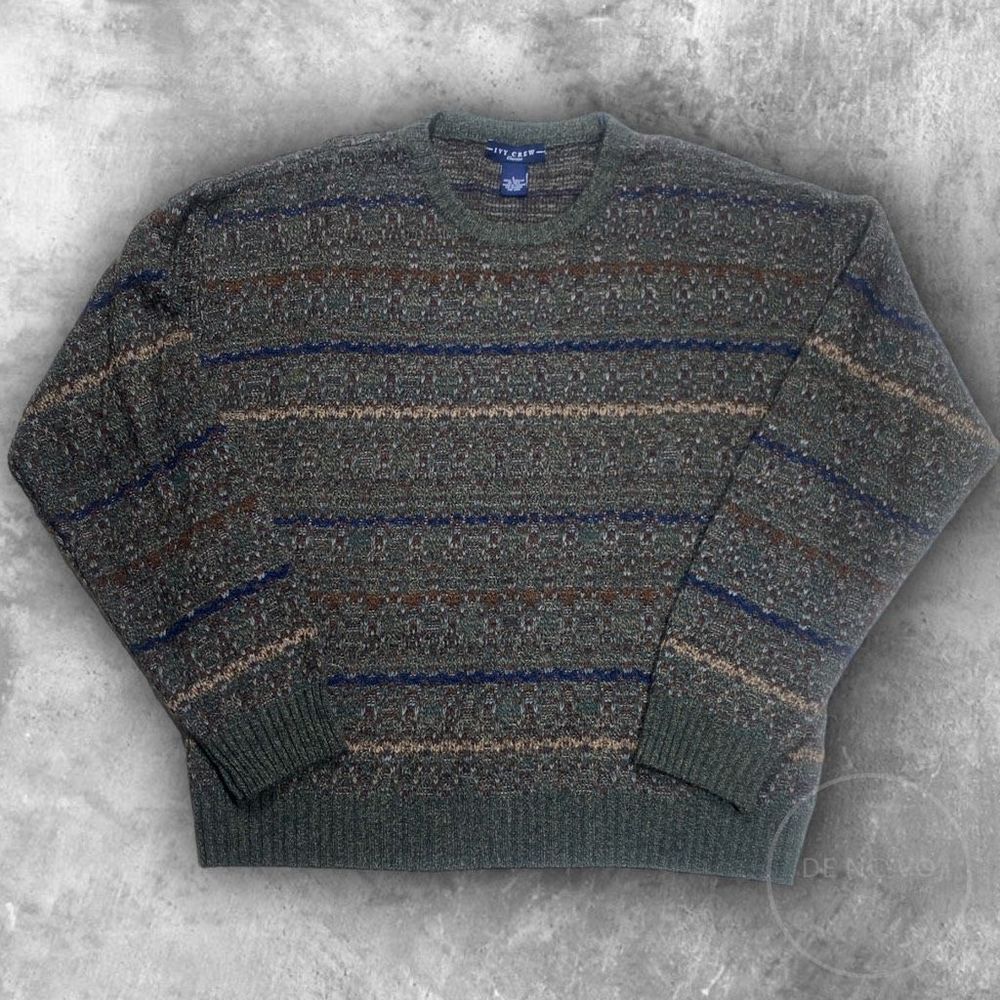 Ivy Crew Classics Vintage Acrylic Knit Crewneck Strip… - Gem